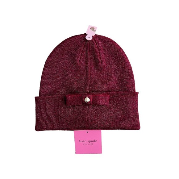 kate spade | Accessories | Kate Spade New York Bow Cuffed Beanie Hat ...